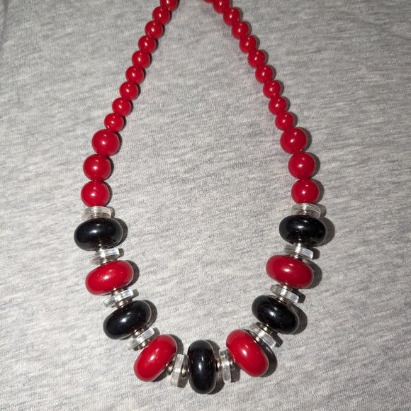 Jewelry | 1 With Bundle Red Black Bead Necklace 177 | Poshmark